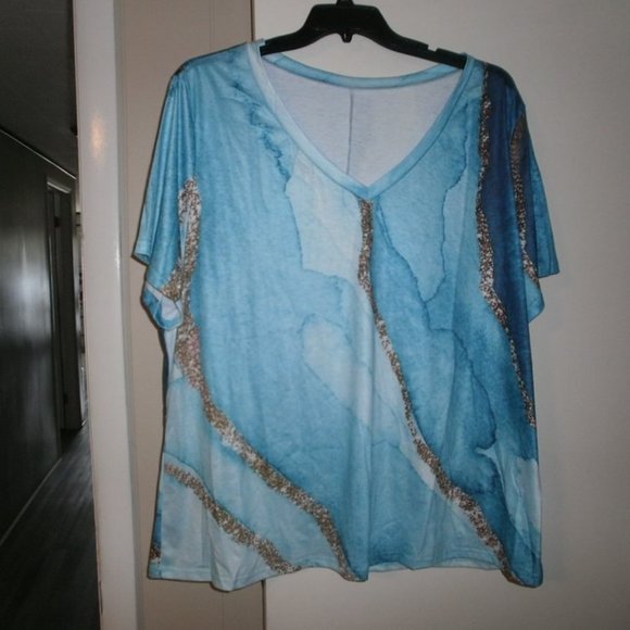 Tops | Womans Two Tone Turquoise Top With Beige New Size 5x Short ...